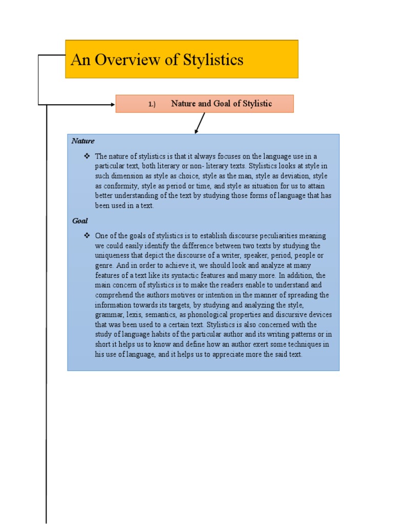 Graphic Organizer On The Overview of Stylistics | PDF | Rhetoric ...