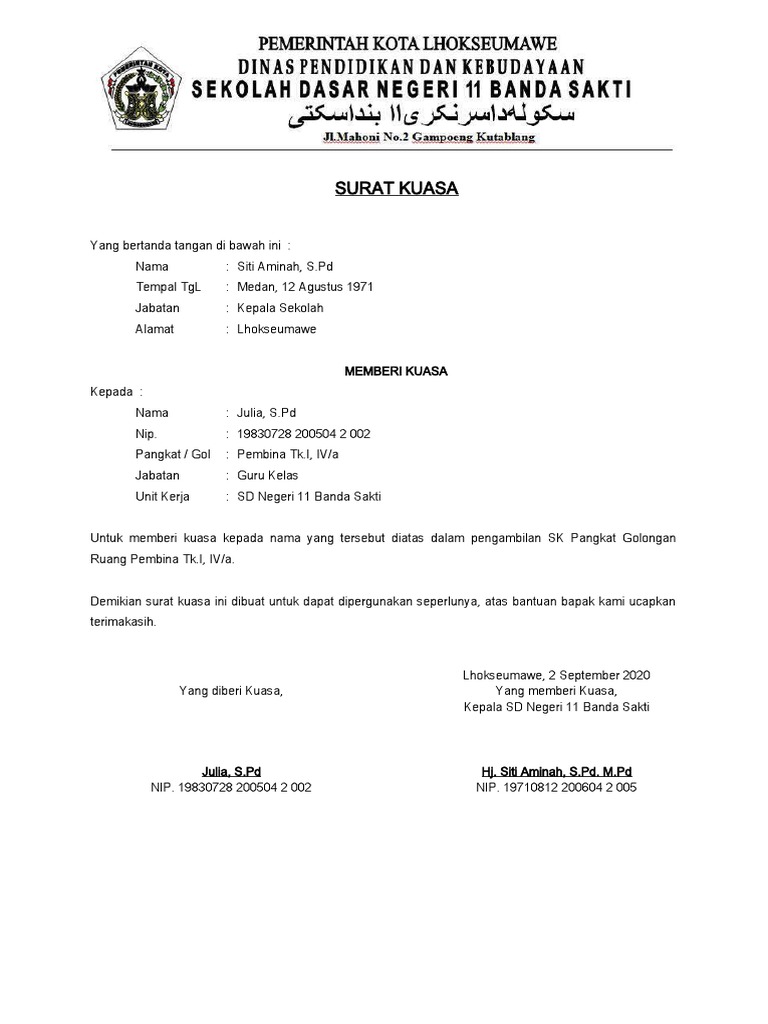 Kop Sekolah SD 11 Bs | PDF