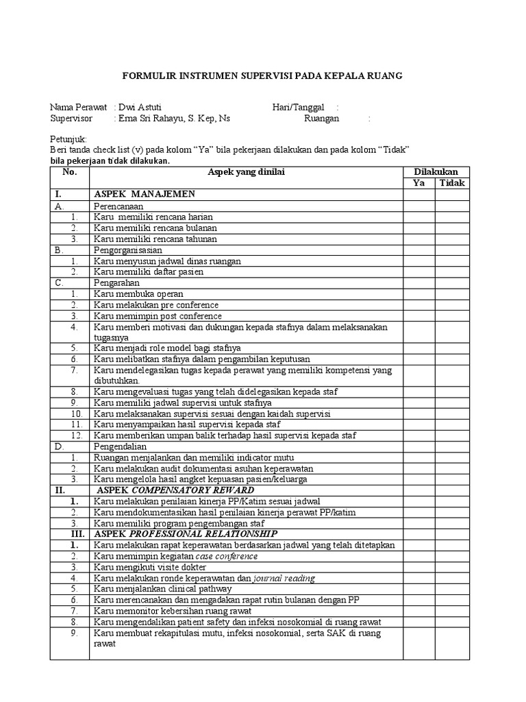 Form Supervisi Karu | PDF | Karier & Perkembangan | Kesehatan Holistik