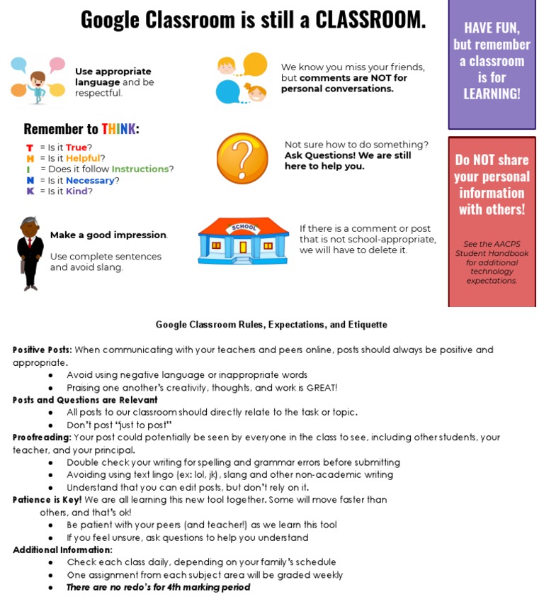 Google Classroom Rules and Etiquette | PDF | Classroom | Teachers