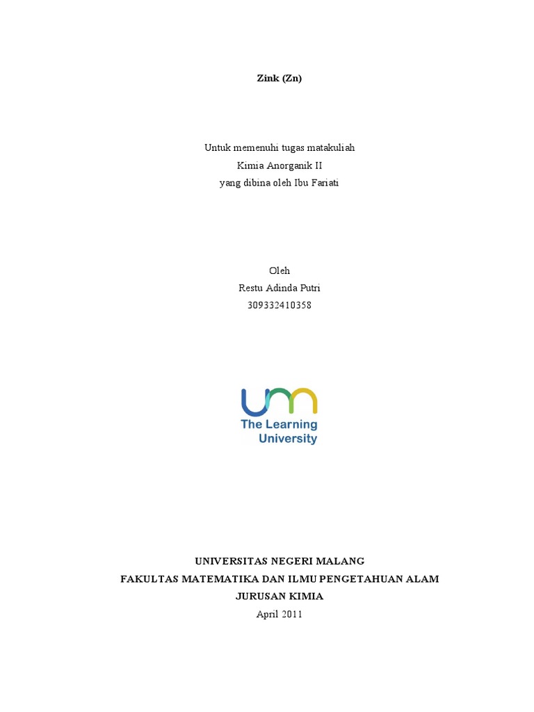 Sifat dan Manfaat Logam Zink (Zn) | PDF