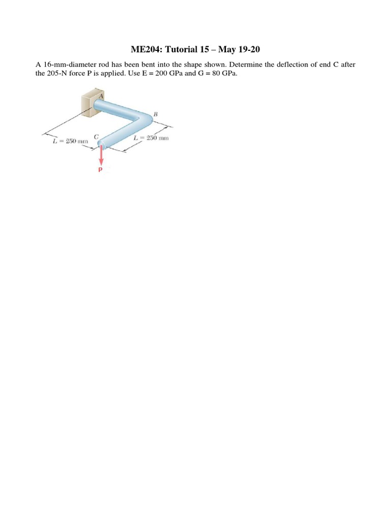ME204: Tutorial 15 - May 19-20 | PDF