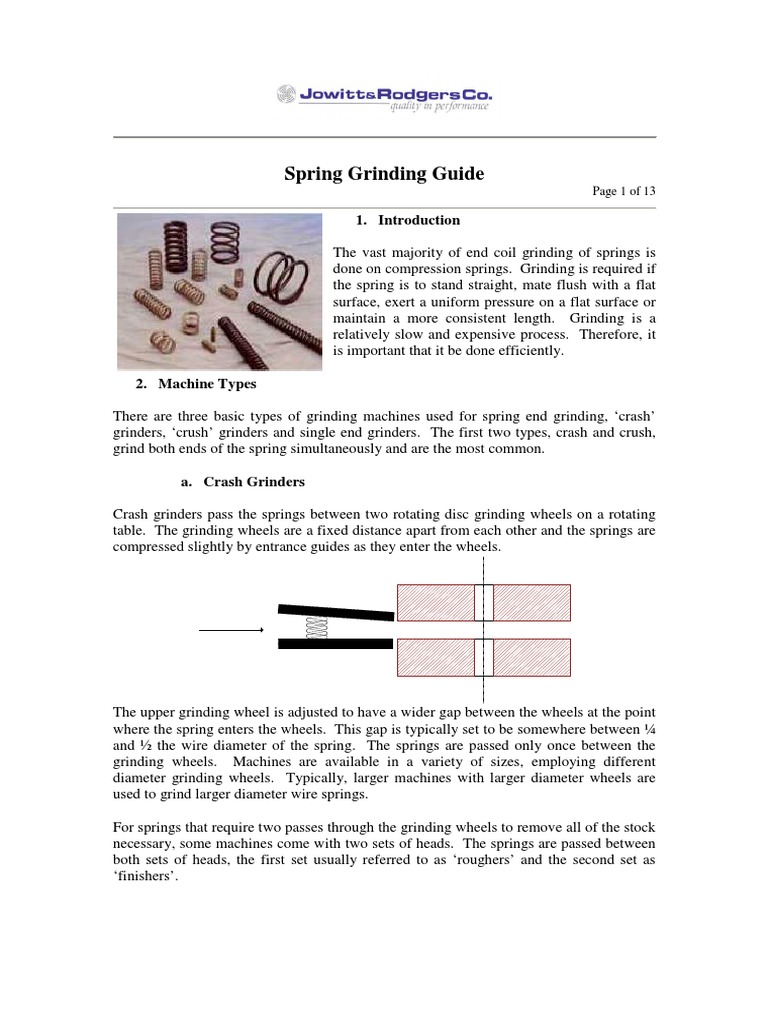 Spring Grinding Guide: Page 1 of 13 | PDF | Grinding (Abrasive Cutting ...