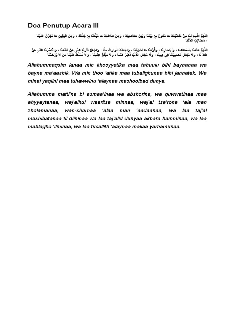 Doa Penutup Acara III | PDF