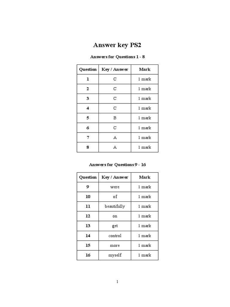 PS2 Answer Key | PDF