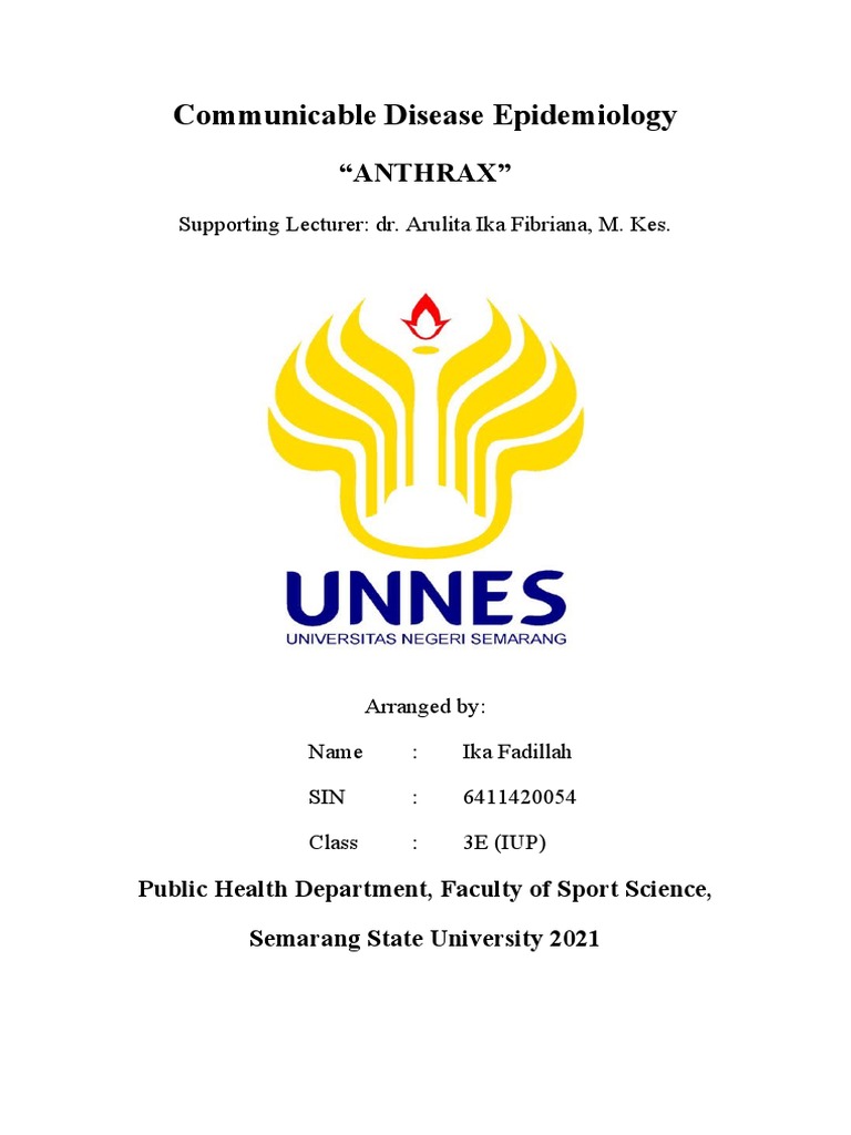Communicable Disease Epidemiology: "Anthrax" | PDF | Anthrax | Infection