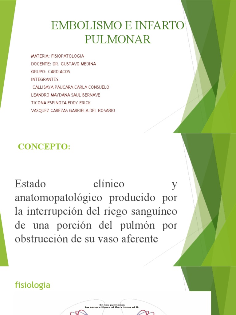 Embolismo e Infarto Pulmonar | PDF | Trombo | Enfermedades y trastornos ...