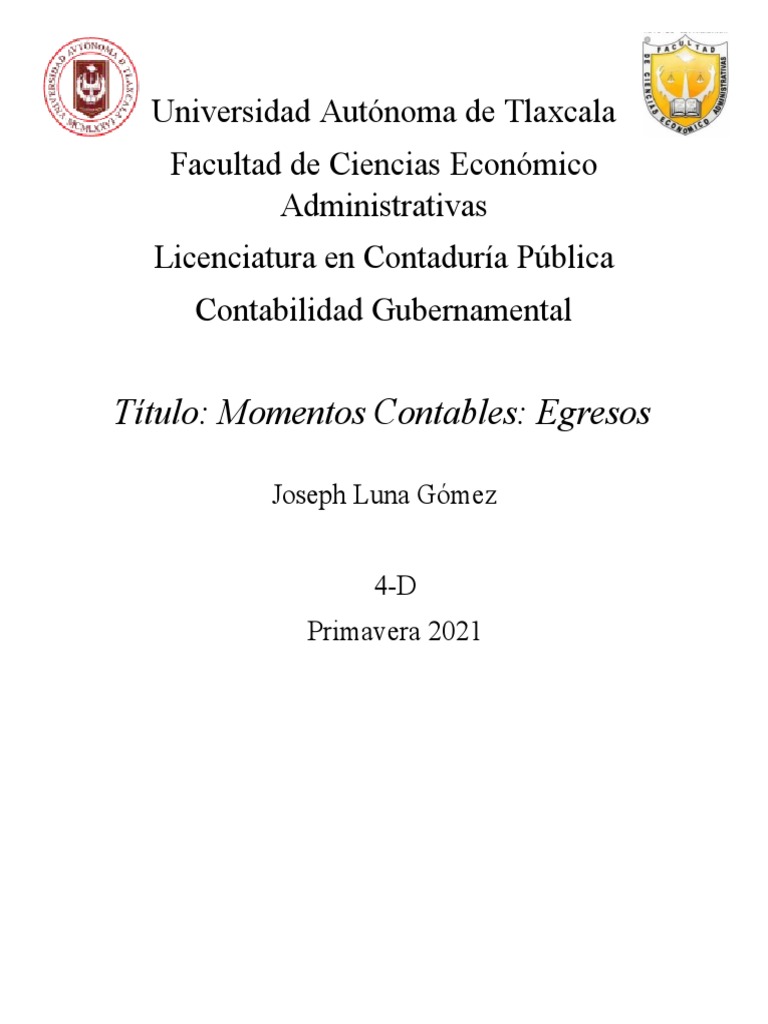Luna Gómez Joseph, Momentos Egresos | PDF