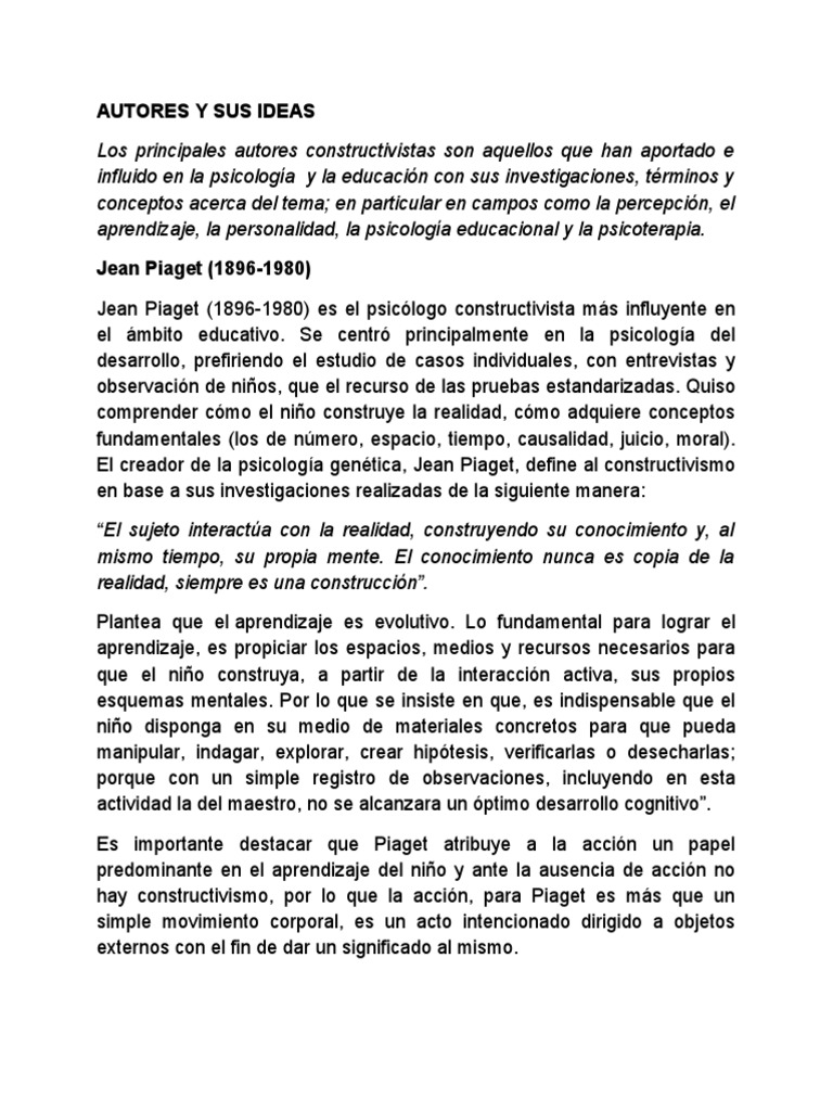 Piaget y Vygotski en Constructivismo | PDF | Aprendizaje | Sicología
