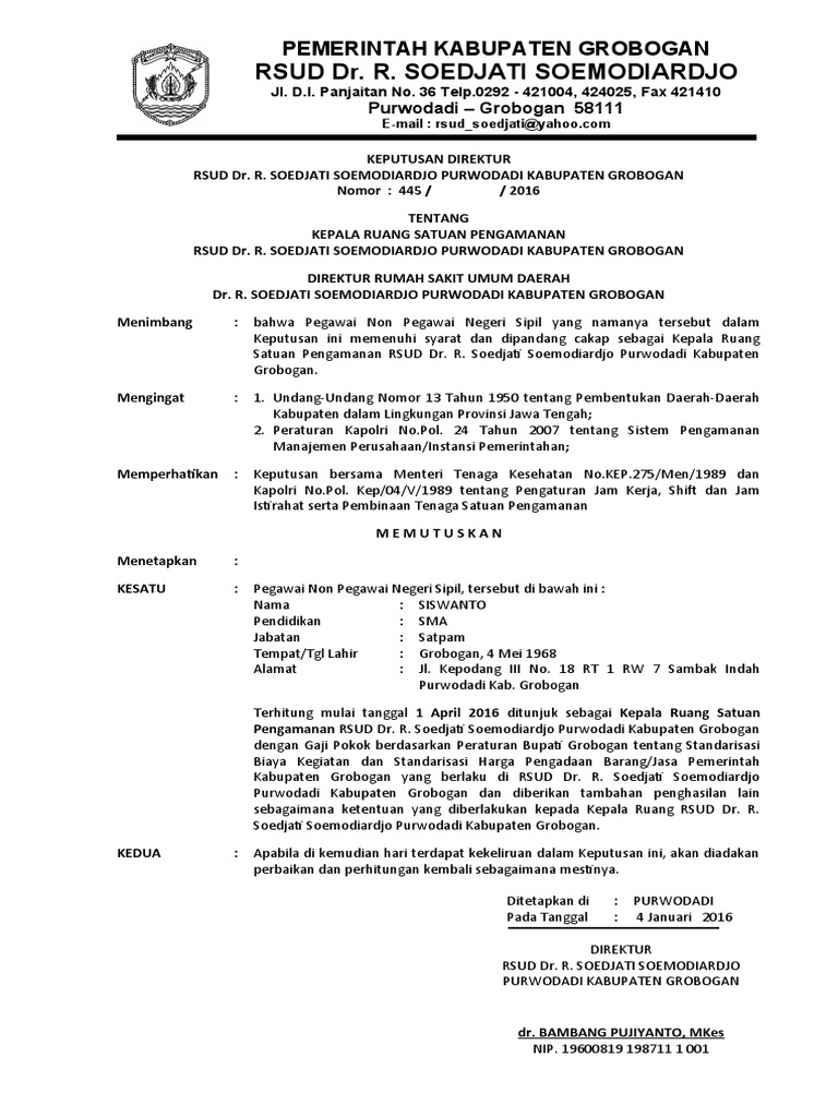 Kep Dir Koordinator SATPAM | PDF