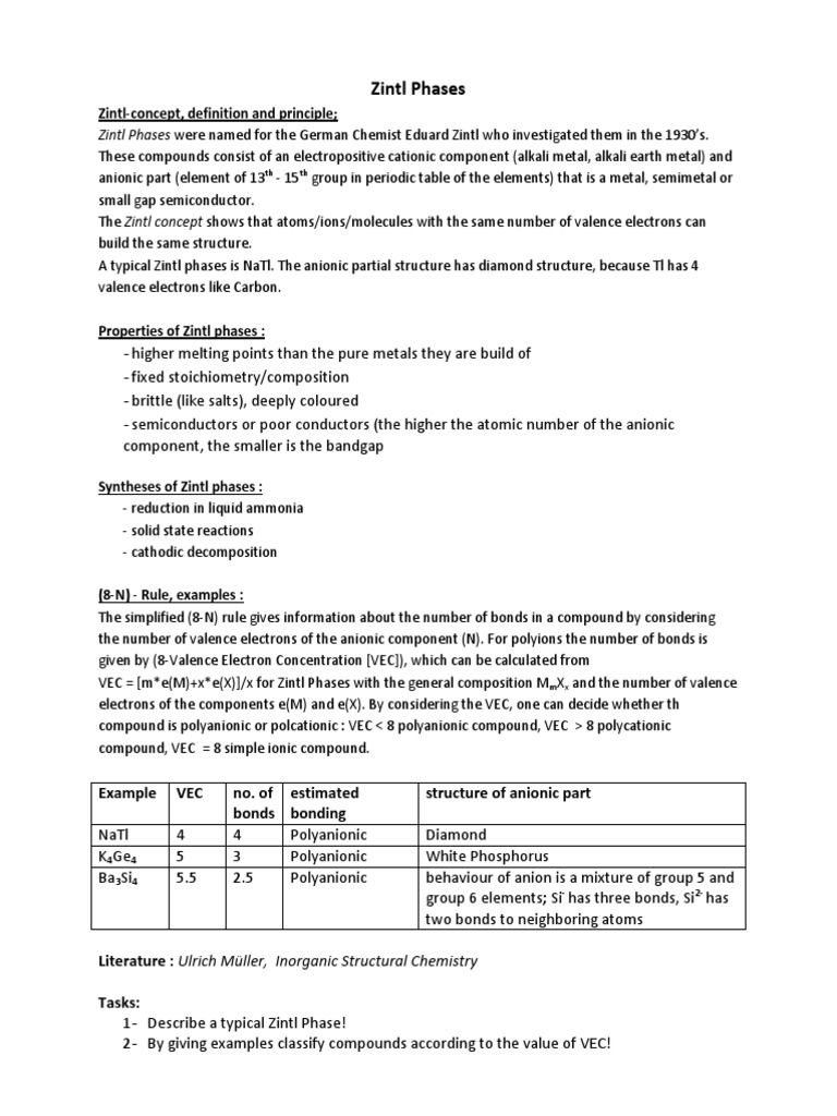 Zintl Phases Qattali | PDF | Ion | Chemical Compounds