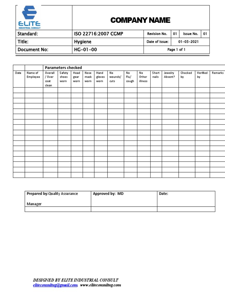 SOP - For - Hygiene | PDF
