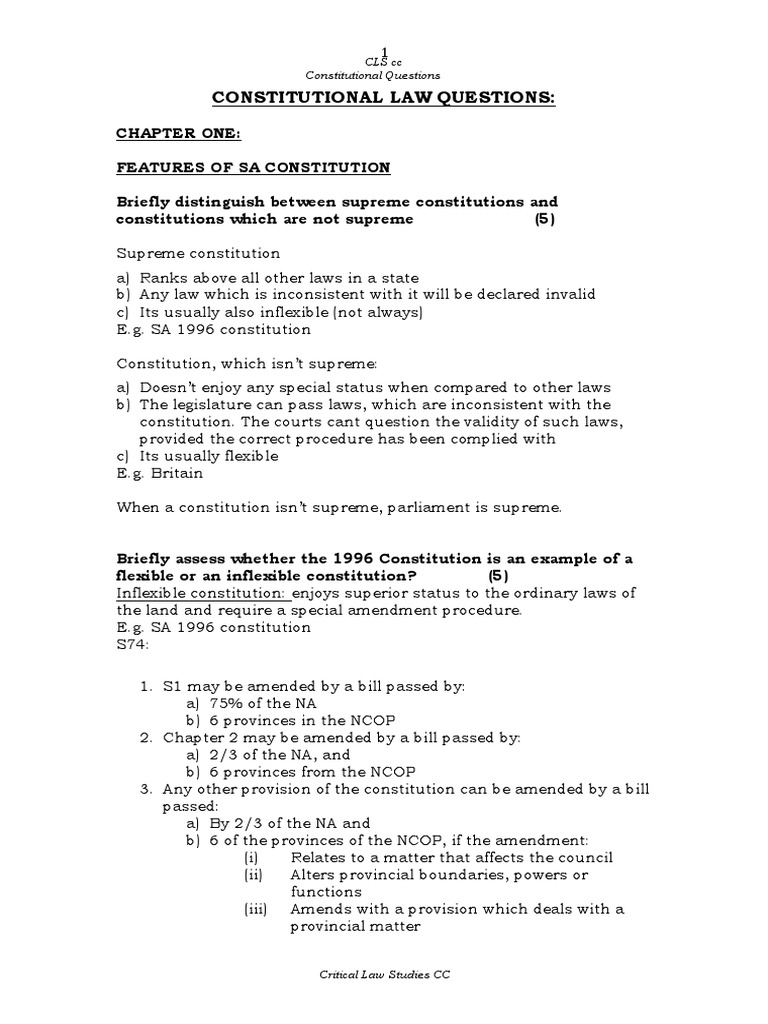 Constitutional Law Questions | PDF | Separation Of Powers | Bill (Law)