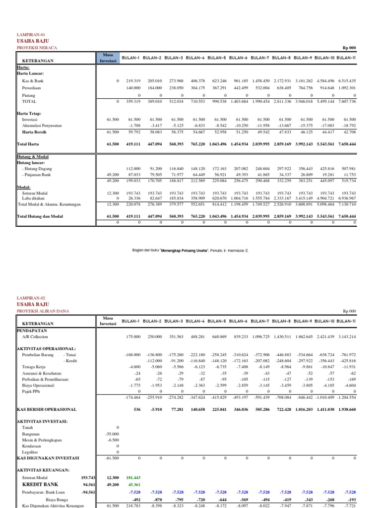Proyeksi Usaha Baju Anak-Anak | PDF
