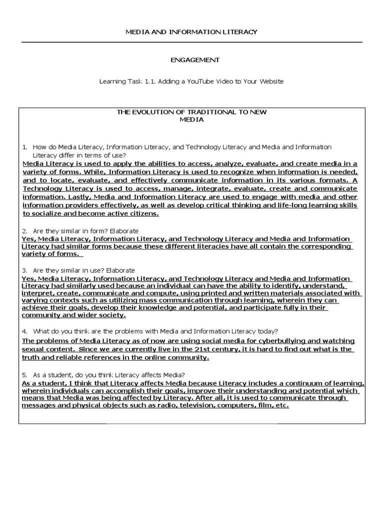 Understanding Media and Information Literacy | PDF | Mass Media ...