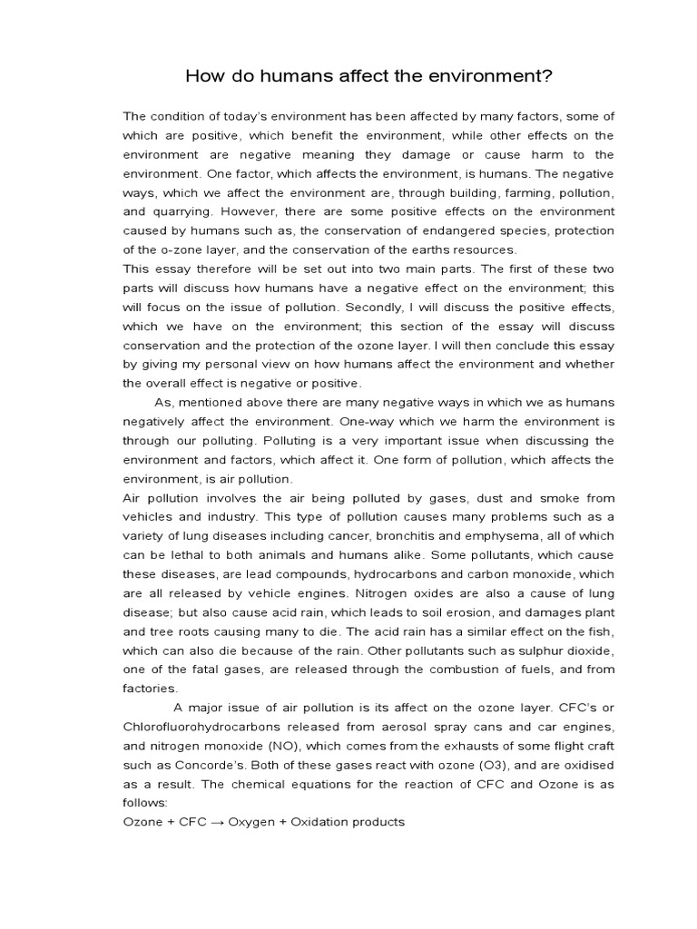 How Do Humans Affect The Environment | PDF | Air Pollution | Ozone