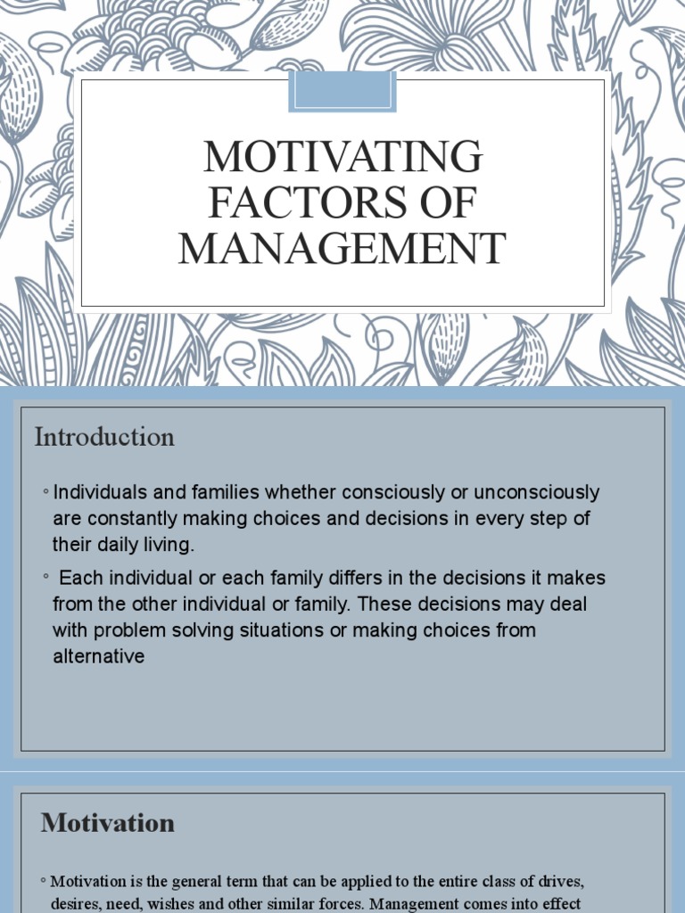 Motivating Factors in Management Decisions | PDF | Motivational ...