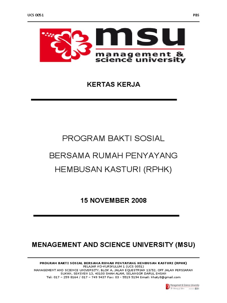 Contoh KERTAS KERJA MSU | PDF
