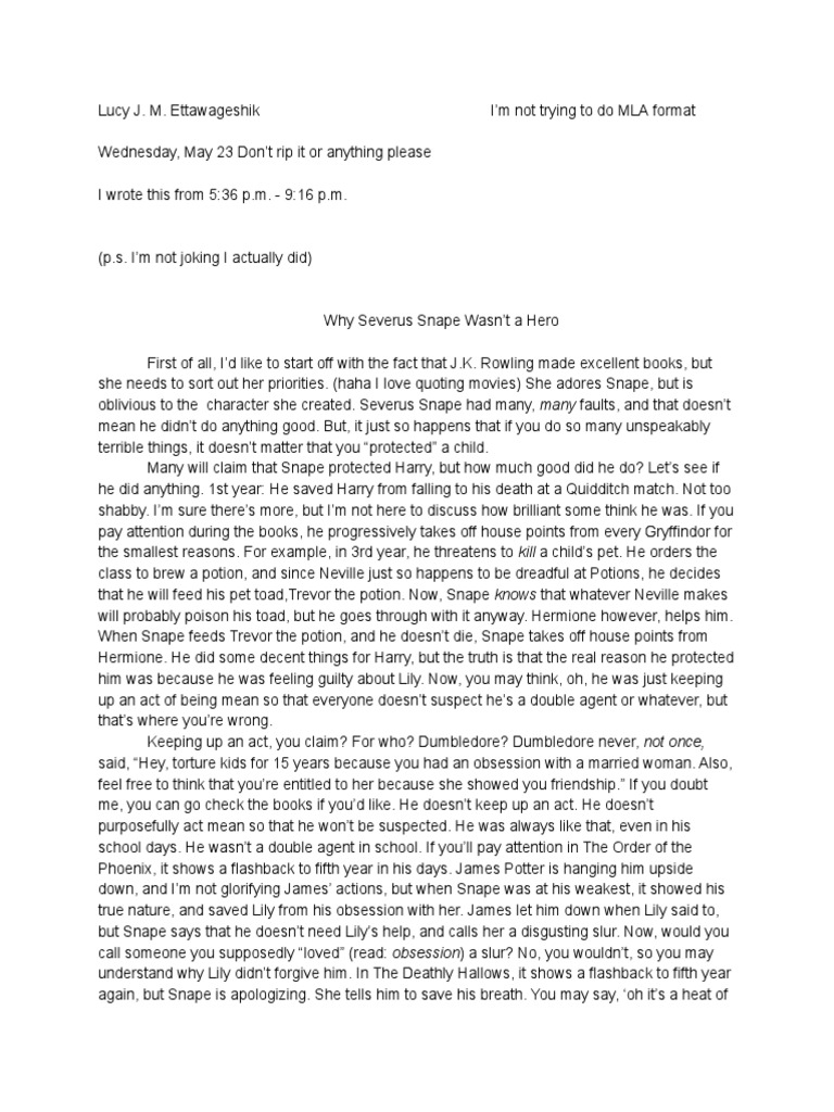 Snape: The Anti-Hero of Harry Potter | PDF | Fantasy Worlds | Harry Potter