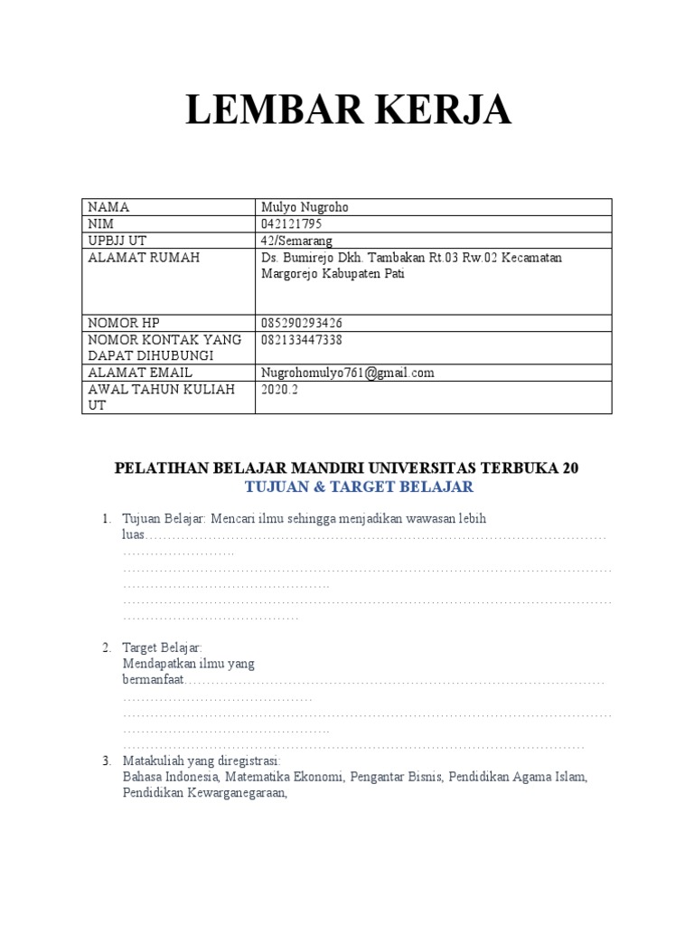 Tujuan dan Target Belajar UT | PDF