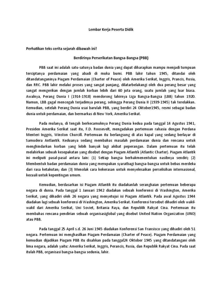 Sejarah Pendirian PBB dan Piagam Atlantik | PDF | Kajian Bahasa Asing