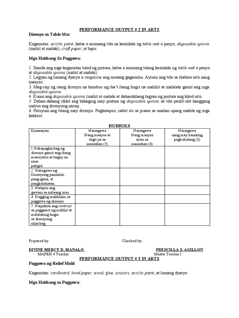Performance Output | PDF