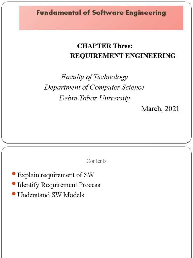 Fundamental of Software Engineering: Faculty of Technology Department of Computer Science Debre ...