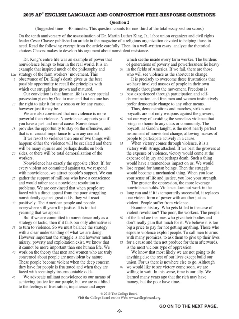 2015 AP English Language and Composition Free-Response Questions | PDF ...