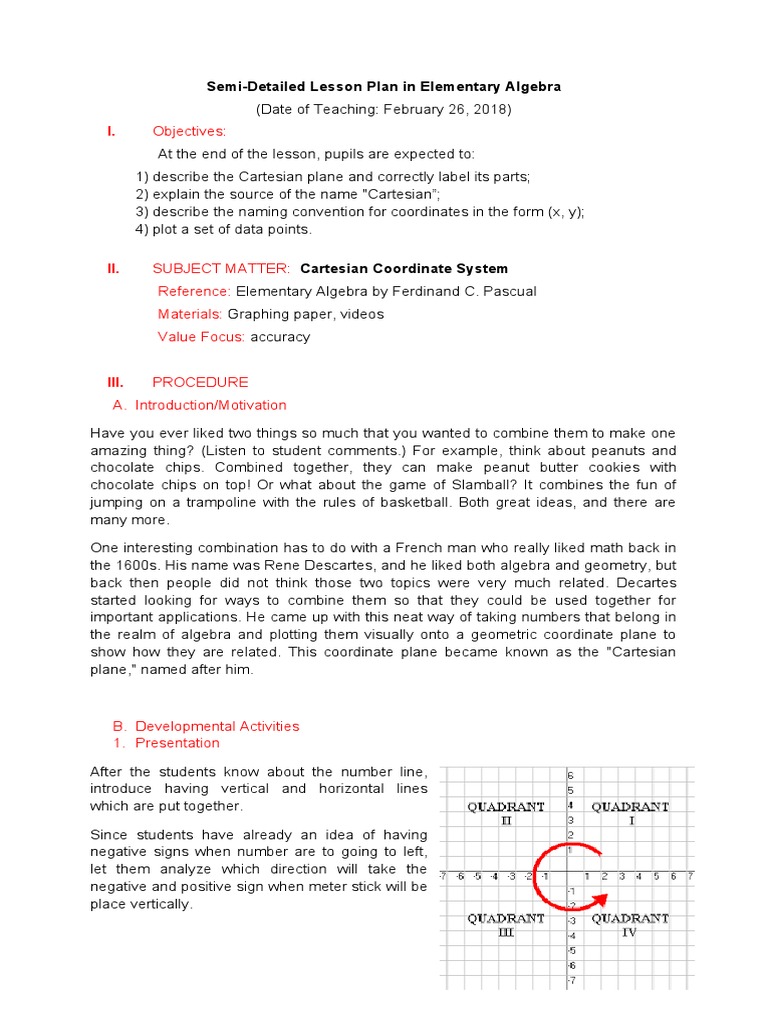 Objectives:: Semi-Detailed Lesson Plan in Elementary Algebra | PDF ...