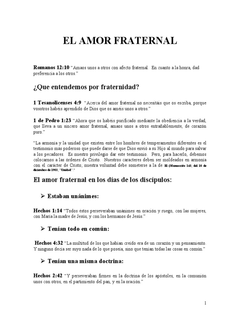 Definición y Ejemplos de Amor Fraternal | PDF | Amor | Cristo (título)