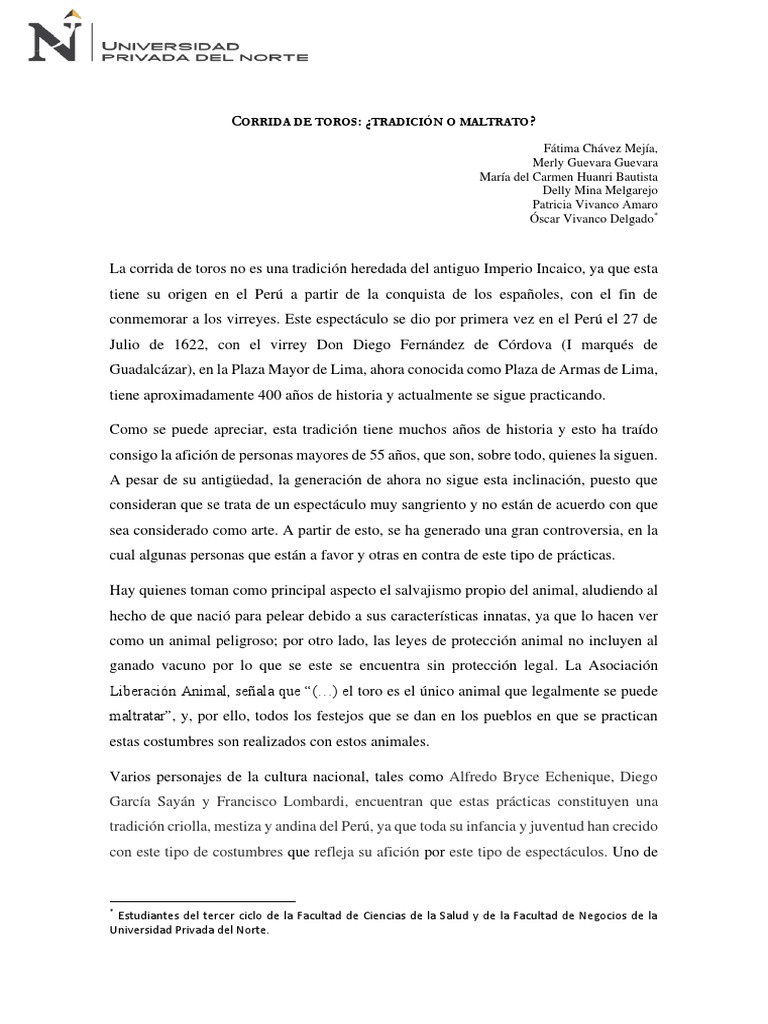 Corridas de toros: tradición o maltrato | PDF | Toreo | Perú