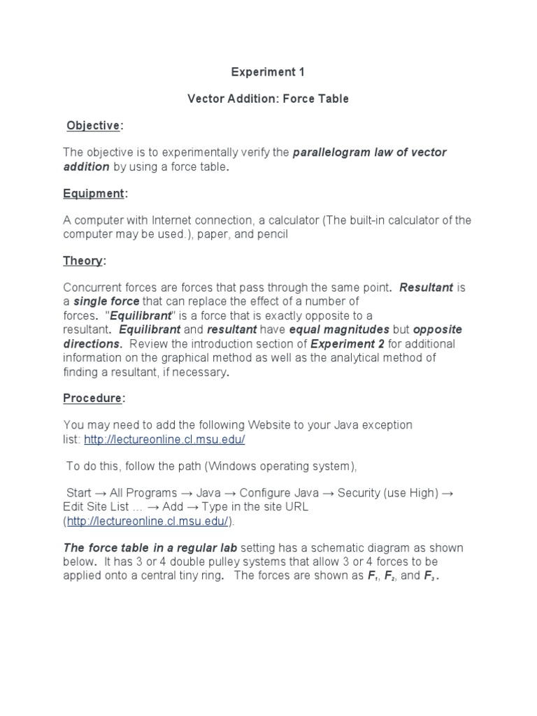Experiment 1-Forces in Equilibrium | PDF | Force | Euclidean Vector