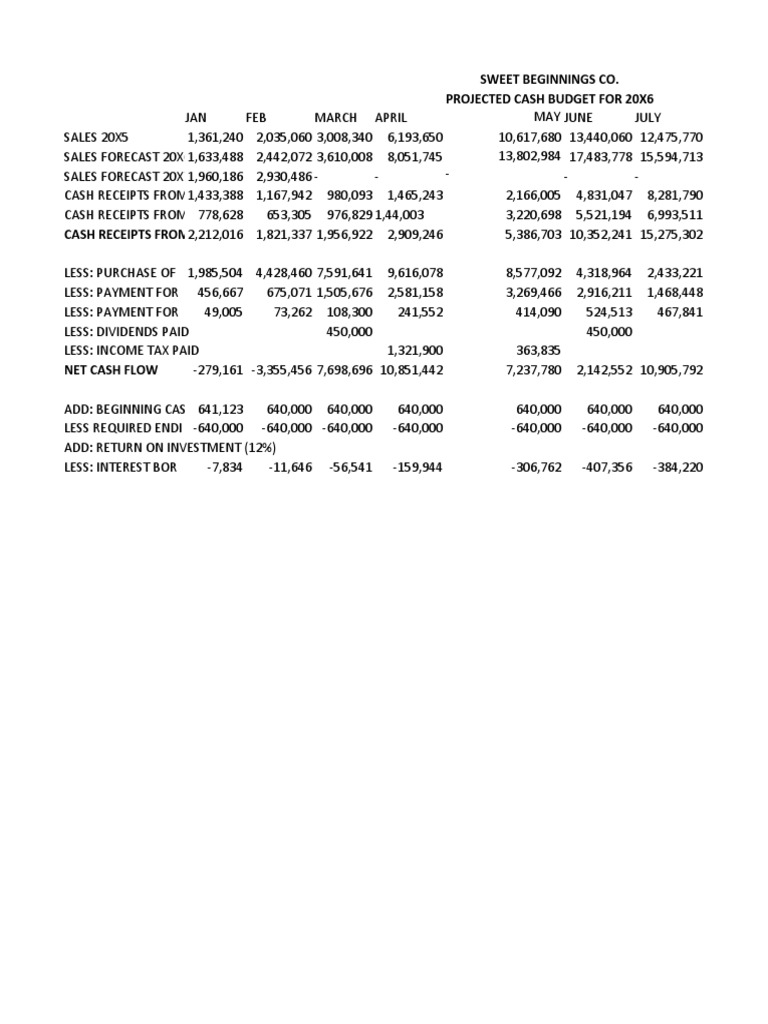 Projected Cash Budget For 20X6 | PDF | Receipt | Government