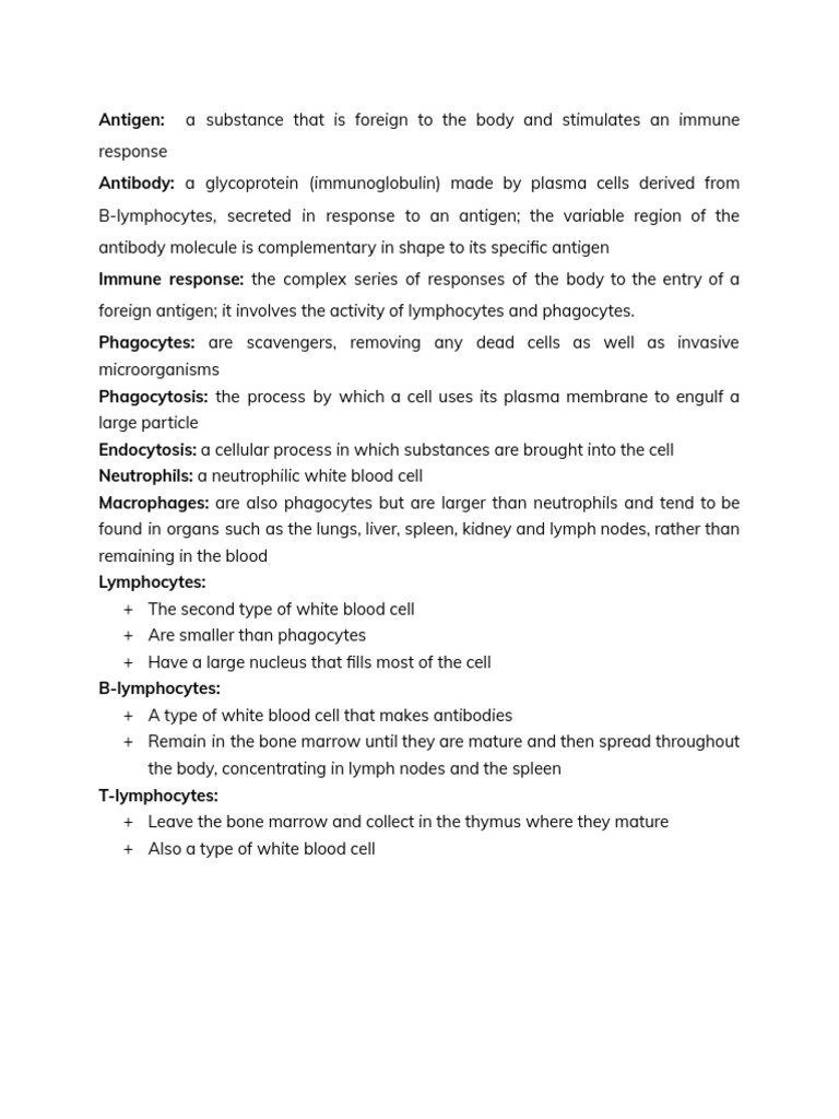Chapter 11 - Immunity Vocabulary | PDF | Immune System | Phagocyte