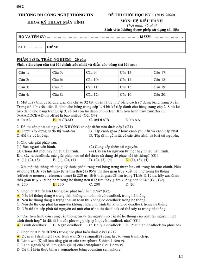 CK HK1 2019 2020 - De2 - Final | PDF