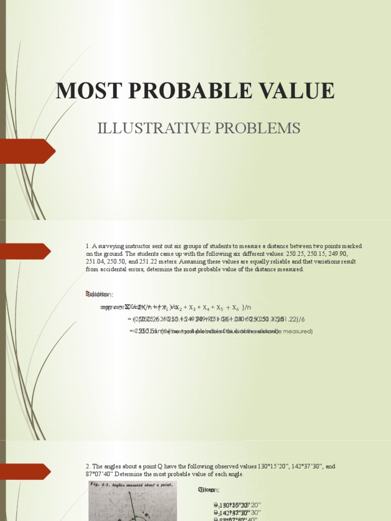 Most Probable Value Illustrative Problems Pdf Triangle Angle