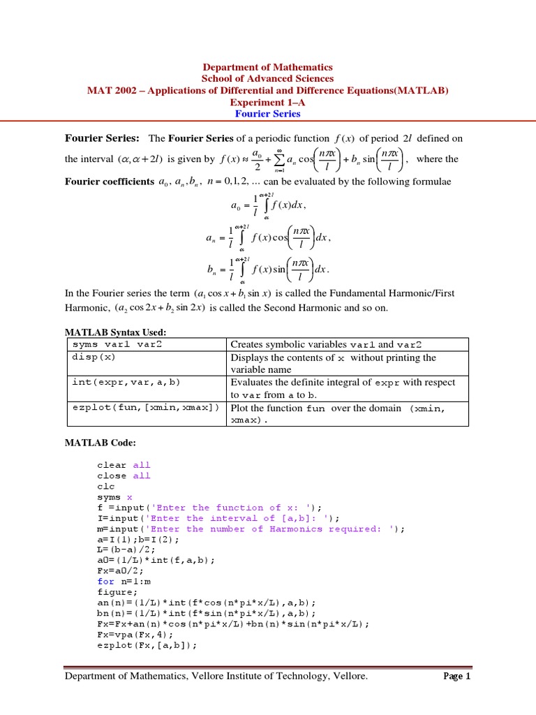 Exp 1a | PDF | Trigonometric Functions | Fourier Series