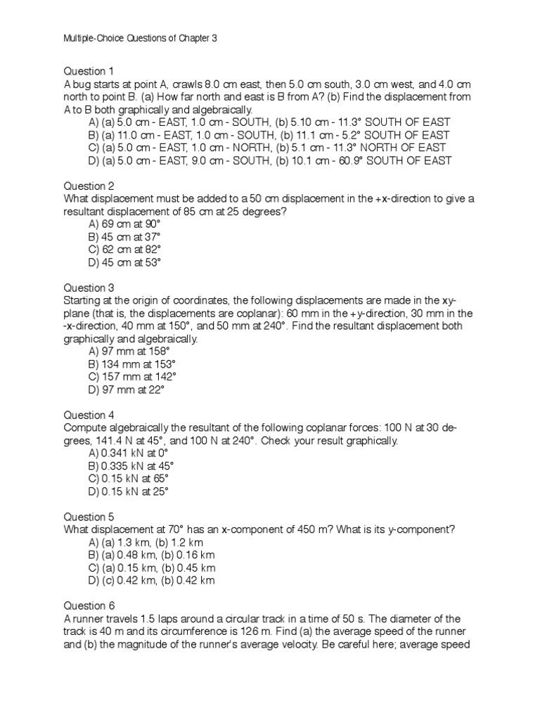 Multiple-Choice Questions of Chapter 3 | PDF | Speed | Quantity