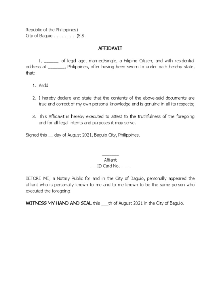 Affidavit of Genuineness Template | PDF