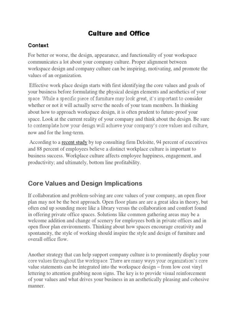 Culture and Office | PDF | Design | Organizational Culture