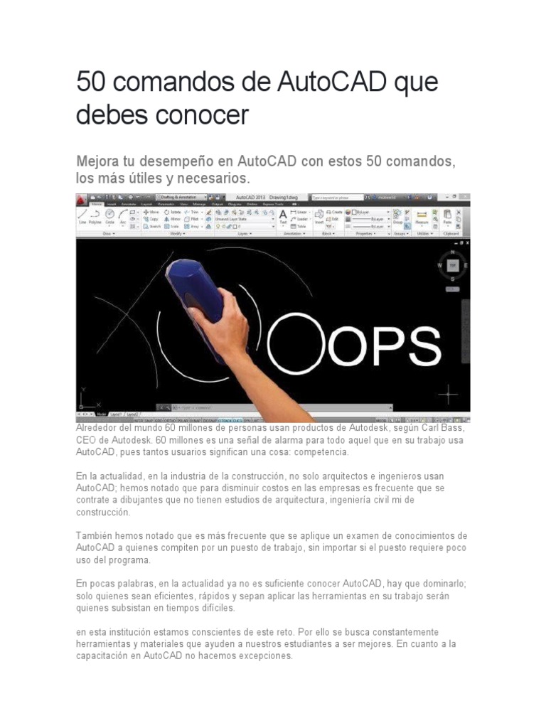 50 Comandos de AutoCAD Que Debes Conocer | PDF | Cad automático | Color
