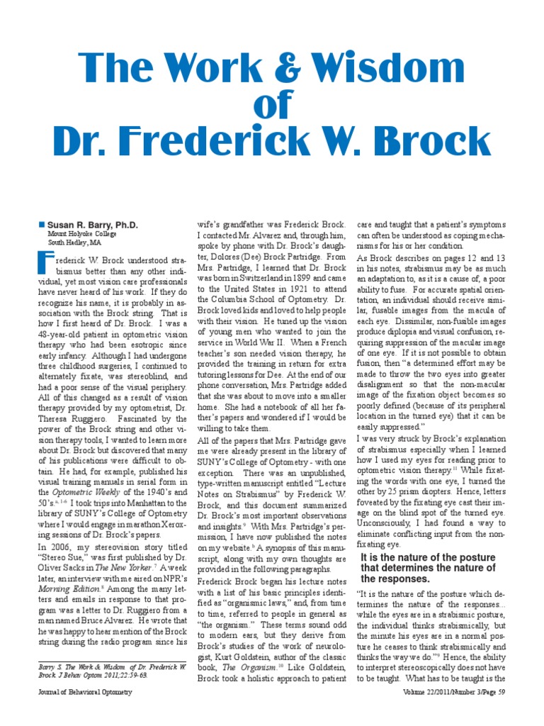 The Work and Wisdom of Dr. Frederick W. Brock | PDF | Stereoscopy ...