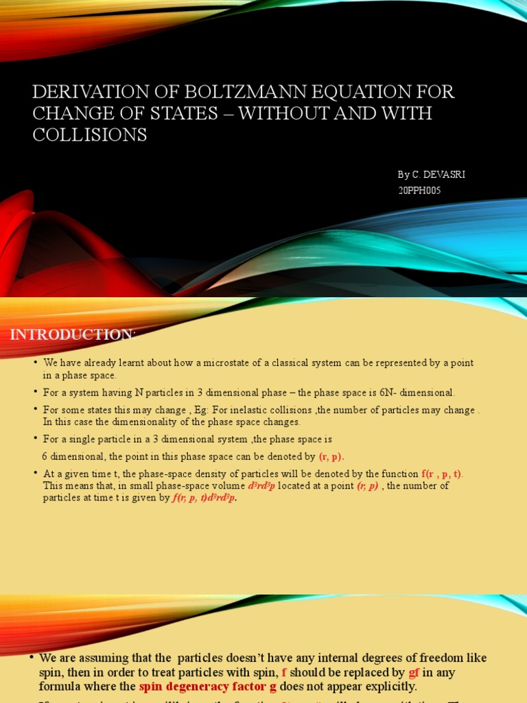 Derivation of Boltzmann Equation For The Change of | PDF | Momentum | Collision