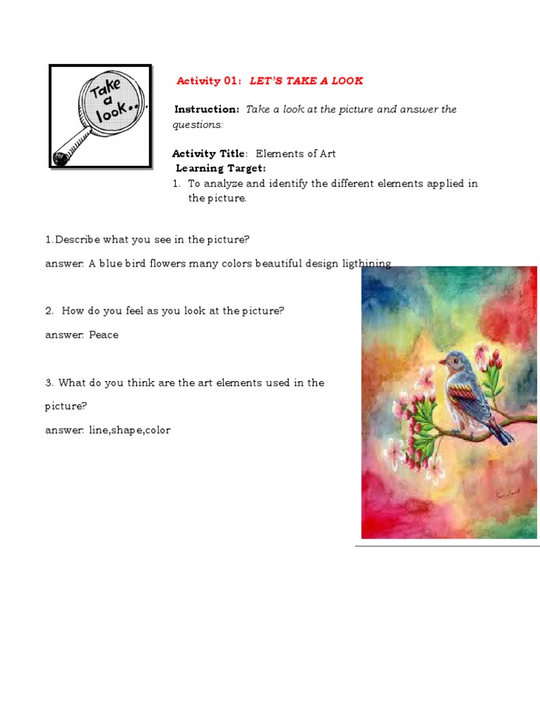 Instruction: Take A Look at The Picture and Answer The: Questions | PDF ...