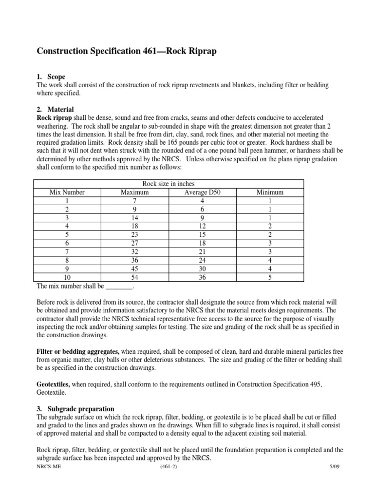 Construction Specification 461-Rock Riprap | Download Free PDF | Rock ...