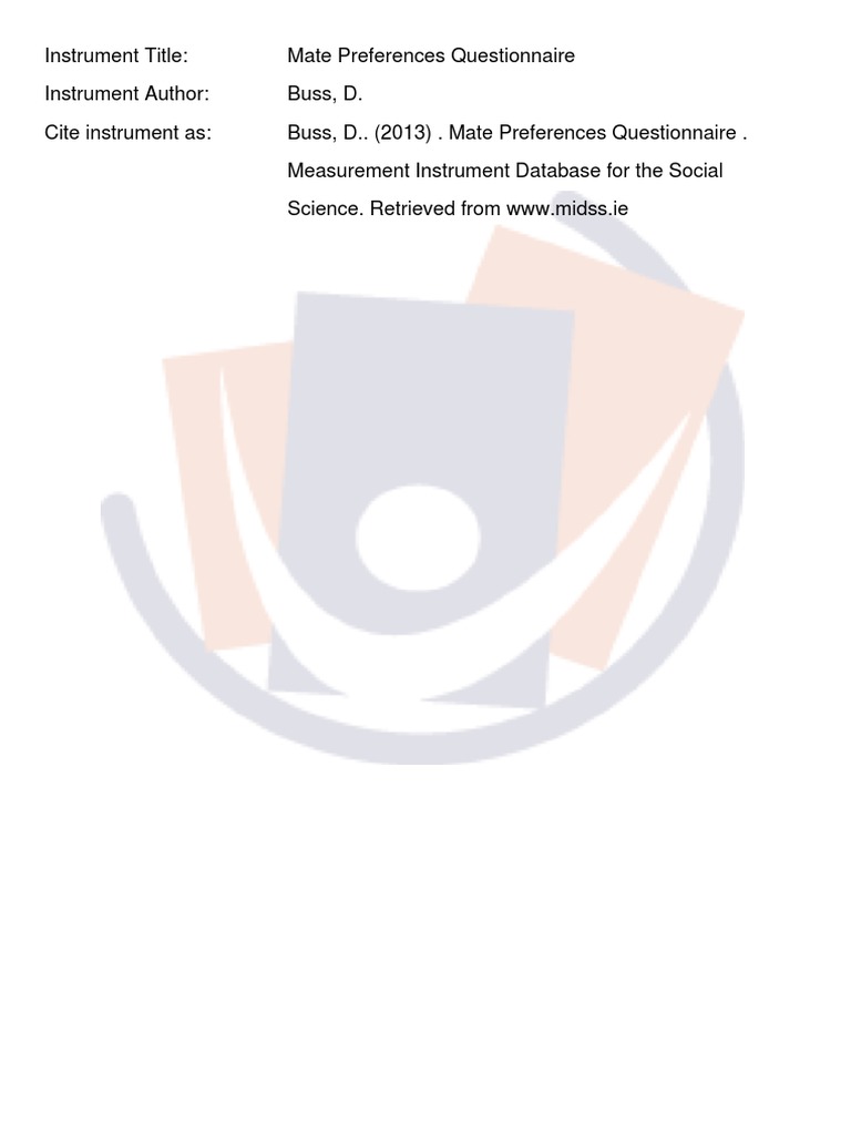 Mate Preferences Questionnaires | PDF | Mating | Human Nature