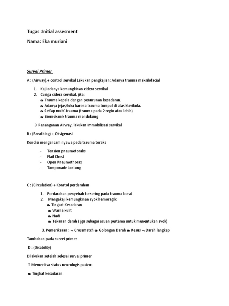 Initial Assessment | PDF | Kesehatan Holistik | Sains & Matematika