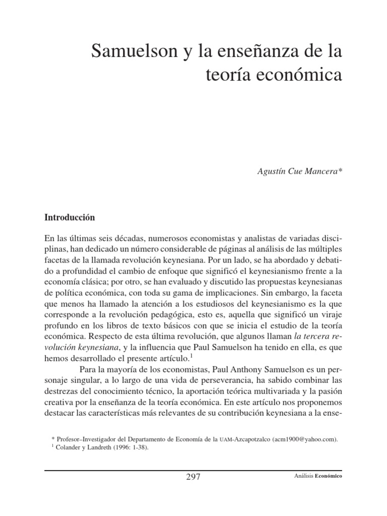 Analisis Economico - Samuelson | Descargar gratis PDF | Economía neoclásica | Economía keynesiana