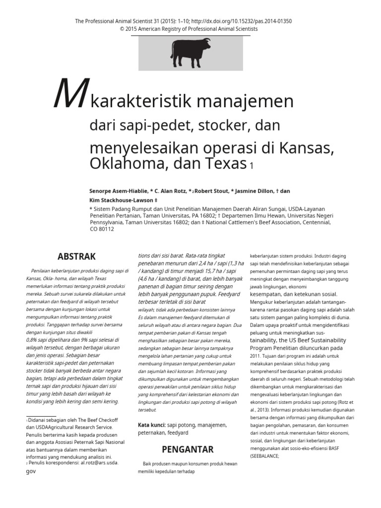 Management Characteristics of Cow-Calf, Stocker, and Finishing ...