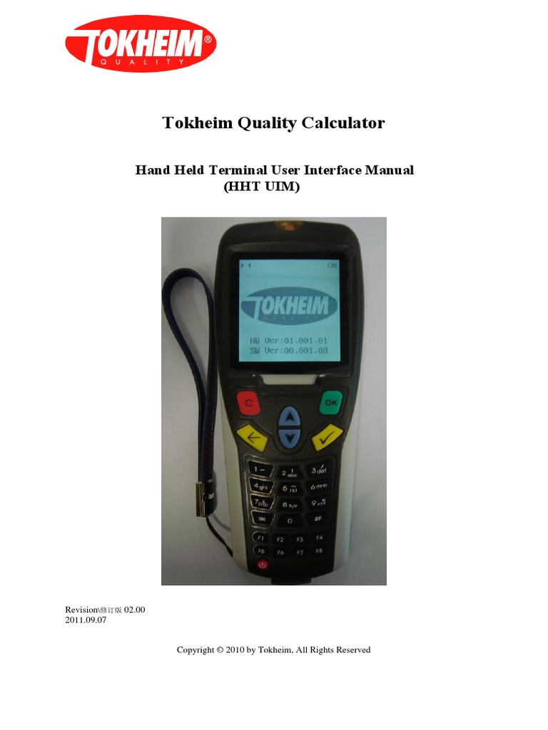 Tokheim Quality Calculator: Hand Held Terminal User Interface Manual ...